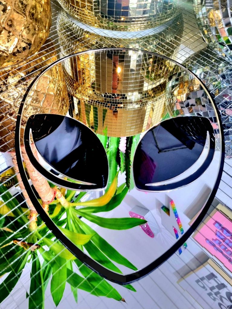 ALIEN ENCOUNTERS - MIRROR - Handmade Disco Decor | Unique Jewellery ...